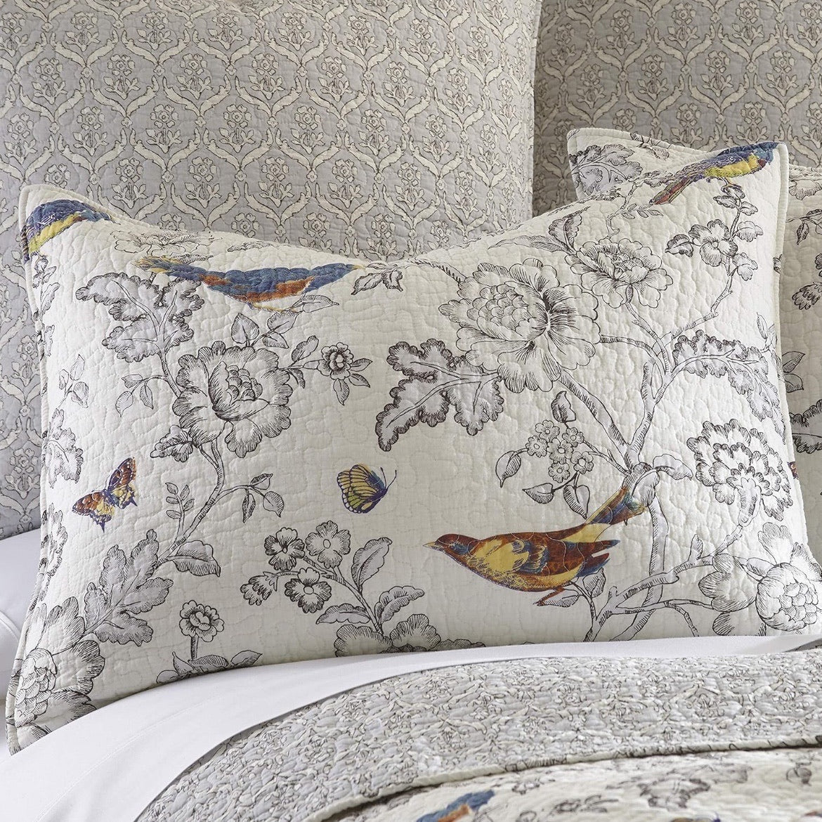Levtex Mockingbird Quilt Grey King - 3 piezas 100% algodón – Nina Boutique